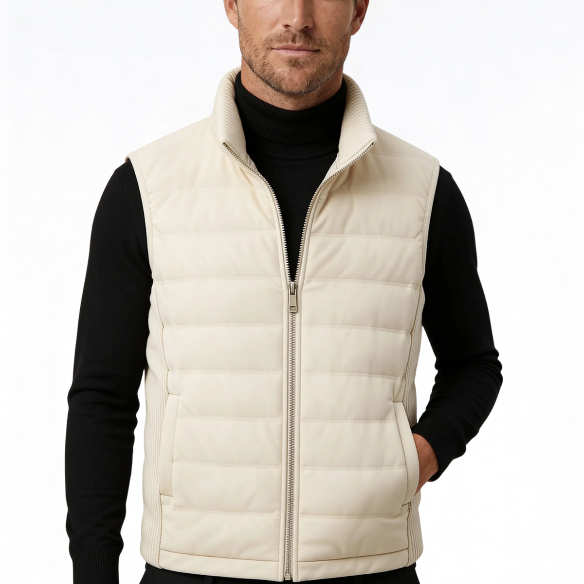 Men’s Insulated Down Vest | White Lightweight Quilted Sleeveless Jacket ...