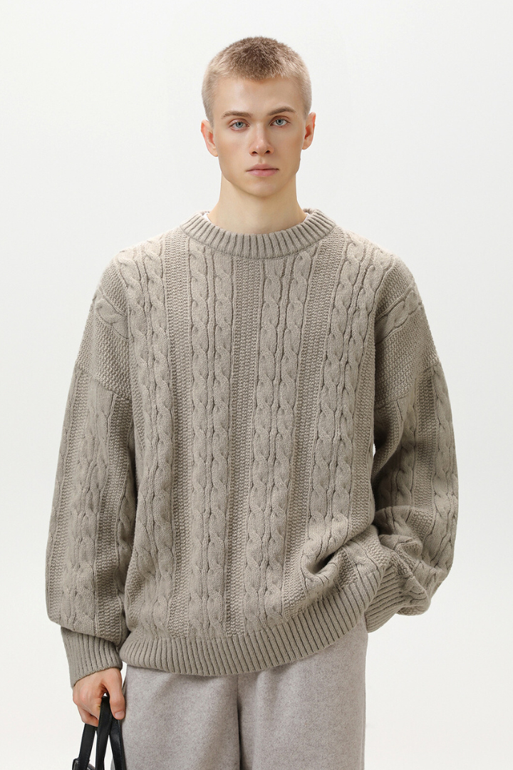 Harron | Men’s Cable Knit Sweater – Chunky Knit Pullover, Soft Warm ...