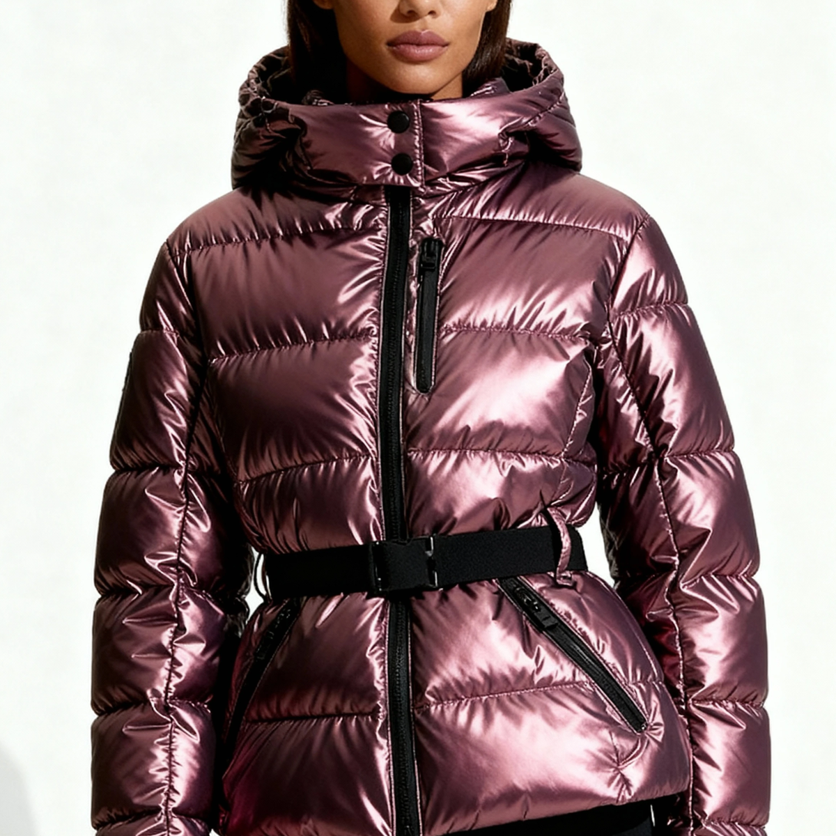 Novara │ Lavencio Women’s Cherry Purple Puffer Jacket – Belted Winter Coat with Hood - Ski ...