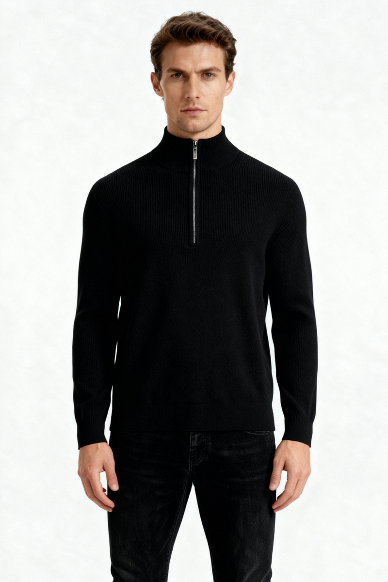 Lavencio | Men’s Quarter Zip Sweater – Modal Wool Blend Half Zip ...